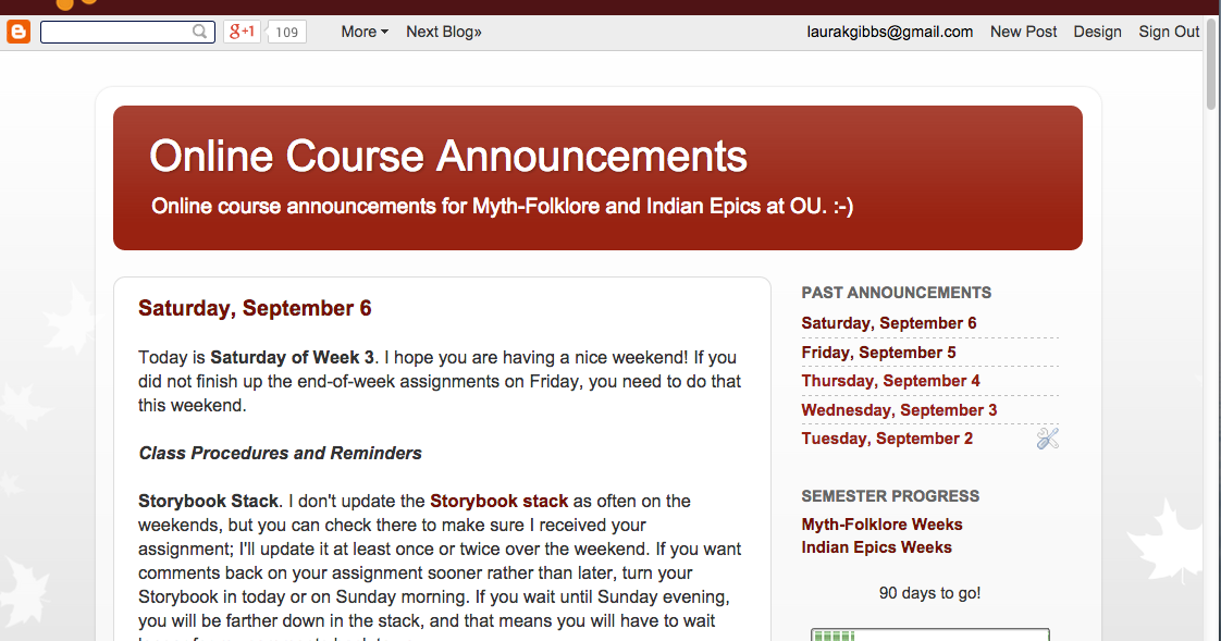 Anatomy of an Online Course: Class Announcements