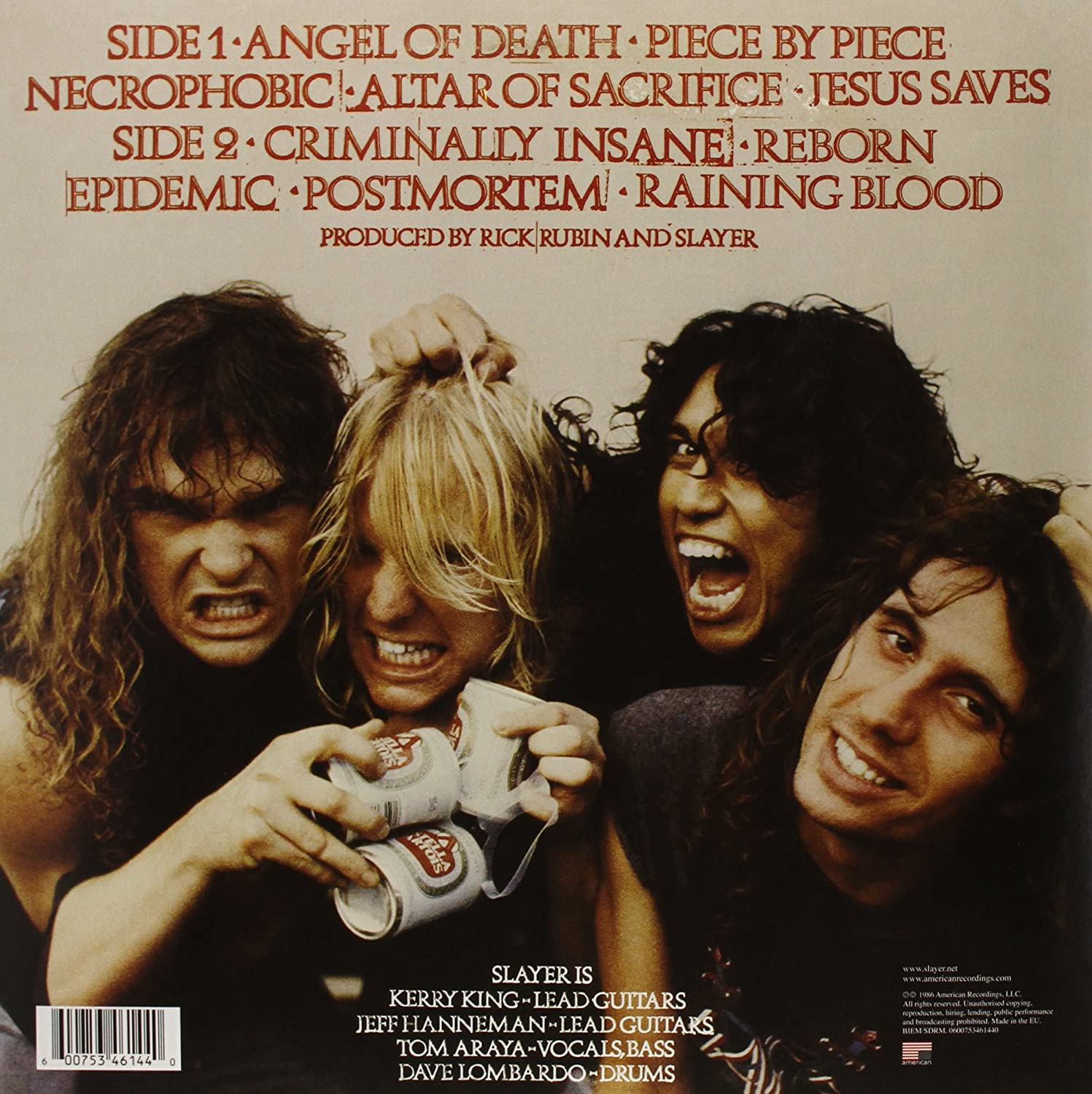 Classic Rock Covers Database: Slayer - Reign in Blood (1986)