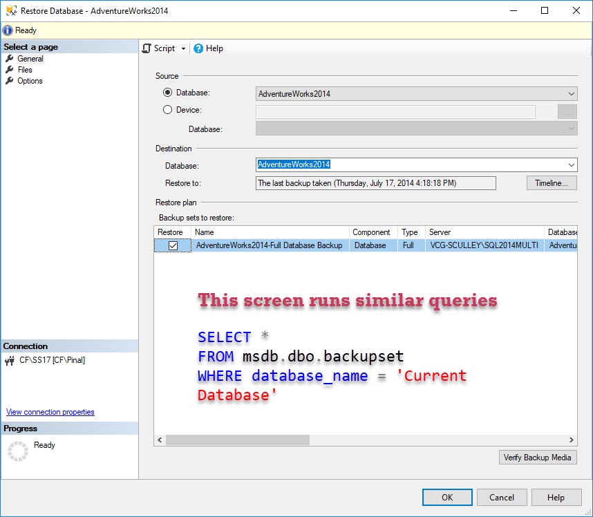 SCRIPTS EM SQL: SQL SERVER - O assistente para restauração de banco de ...