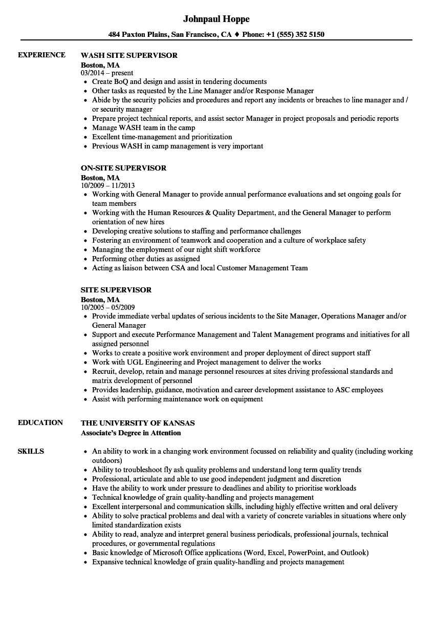 Civil Supervisor Cv Sample - Federal Resume