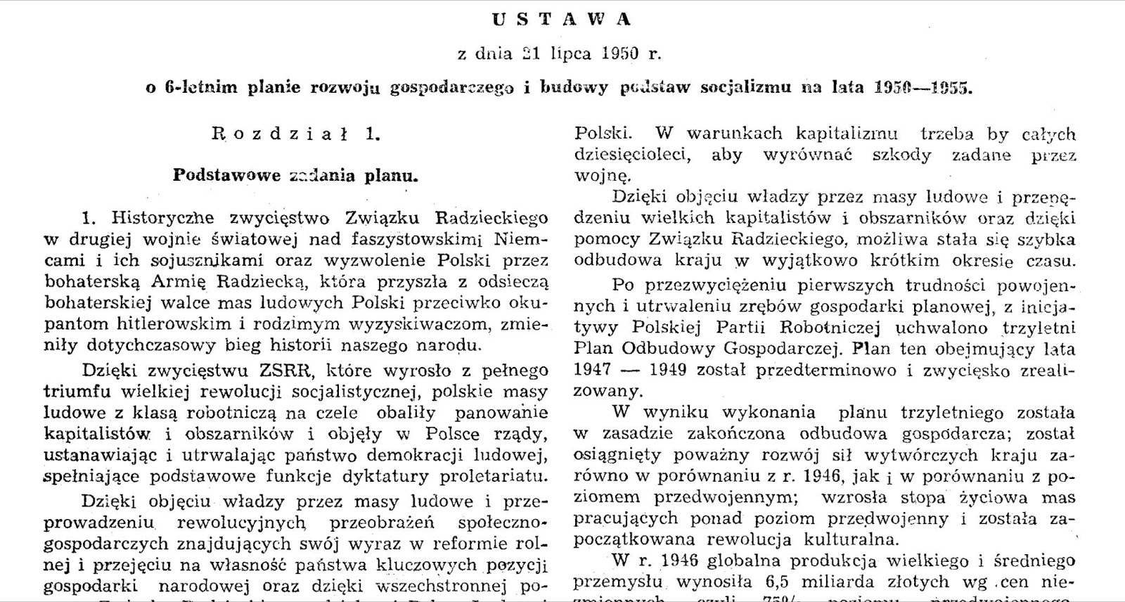 Matusiak: Plan sześcioletni