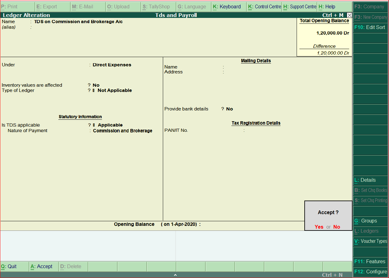 How to pass TDS entries in telly with examples