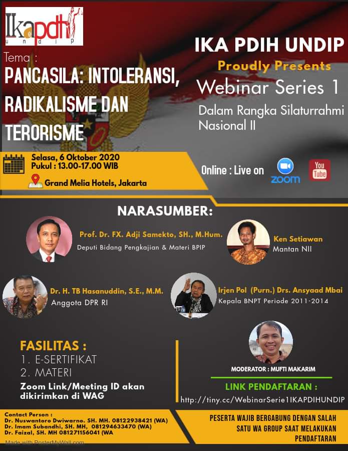 IKA-PDH Undip Gelar Webinar Pancasila, Intoleransi, Radikalisme dan Terorisme ~ Duta Nusantara ...