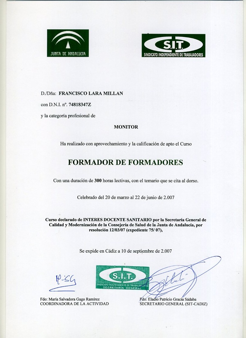 FORMACIÓN PEDAGÓGICA: Formador de formadores (300 horas)