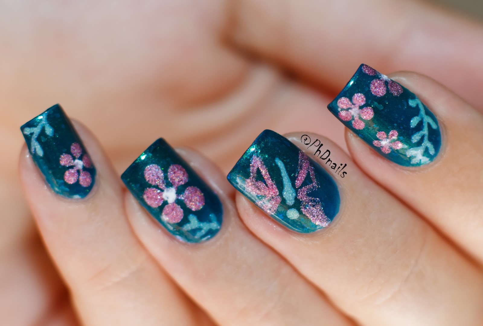 PhD nails: Picture polish Pshiiit and Pirouette with floral dotting ...