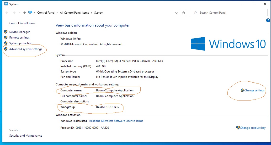 B.Com Computer Notes: Practical-1 To set or change computer name or ...