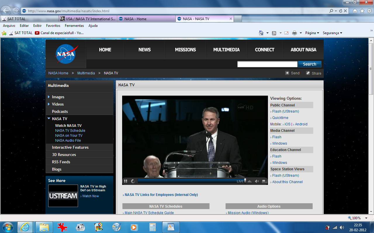 SAT TOTAL - SUPER LINKS - TV e Satélite: NASA TV - USA