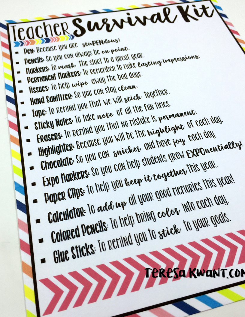 Back to School Survival Kits - Teresa Kwant