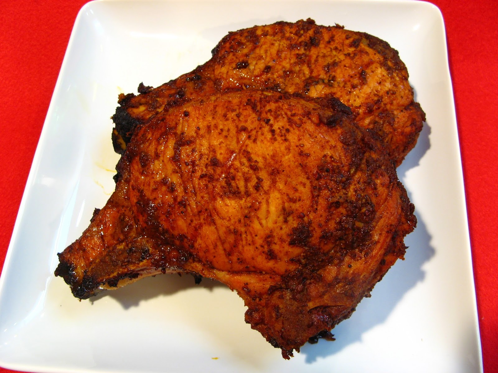 Duck Soup Easy: Grilled Annatto-Rubbed Pork Rib Eye Chops