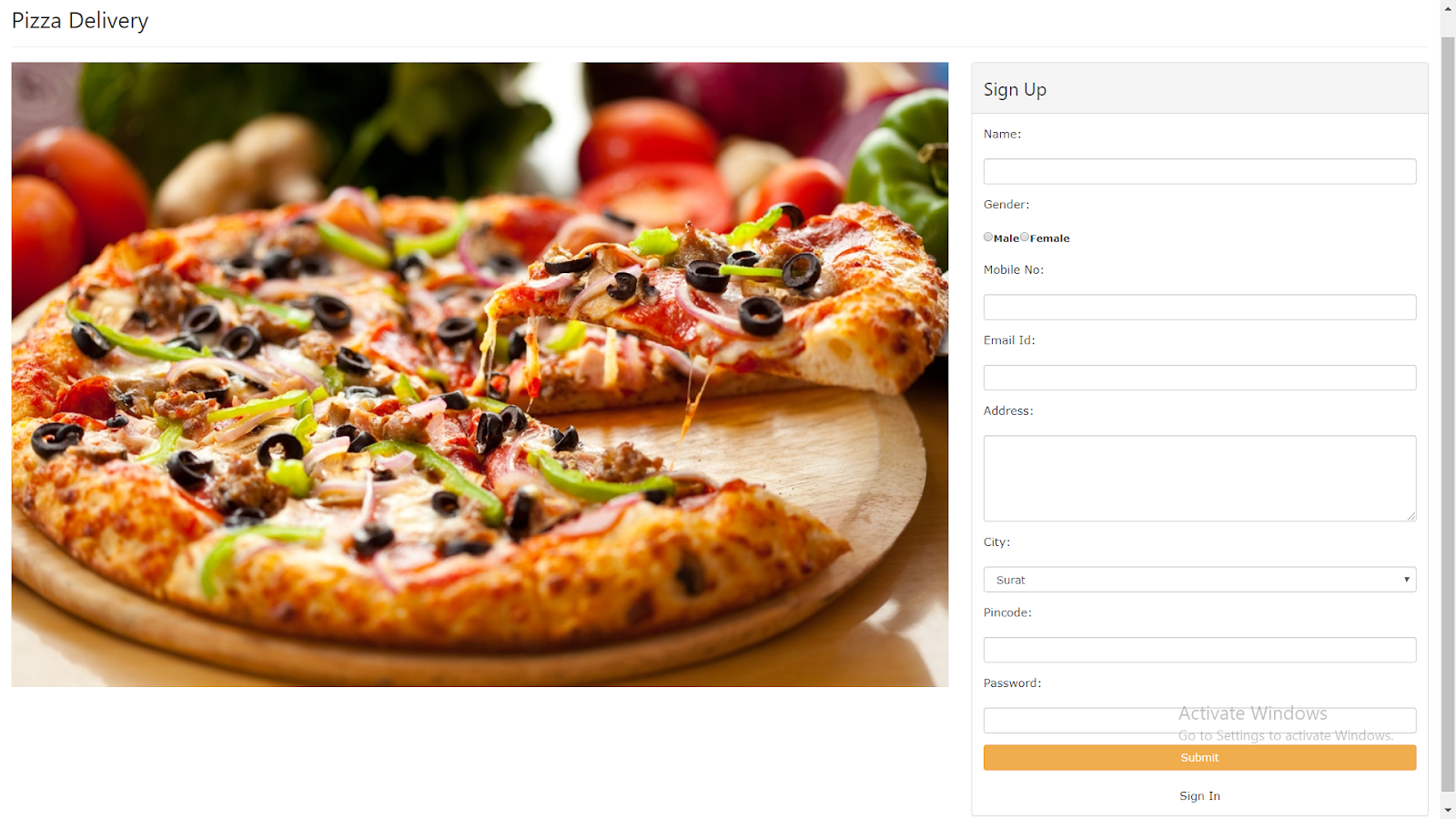 Online Pizza Delivery Project In ASP.NET