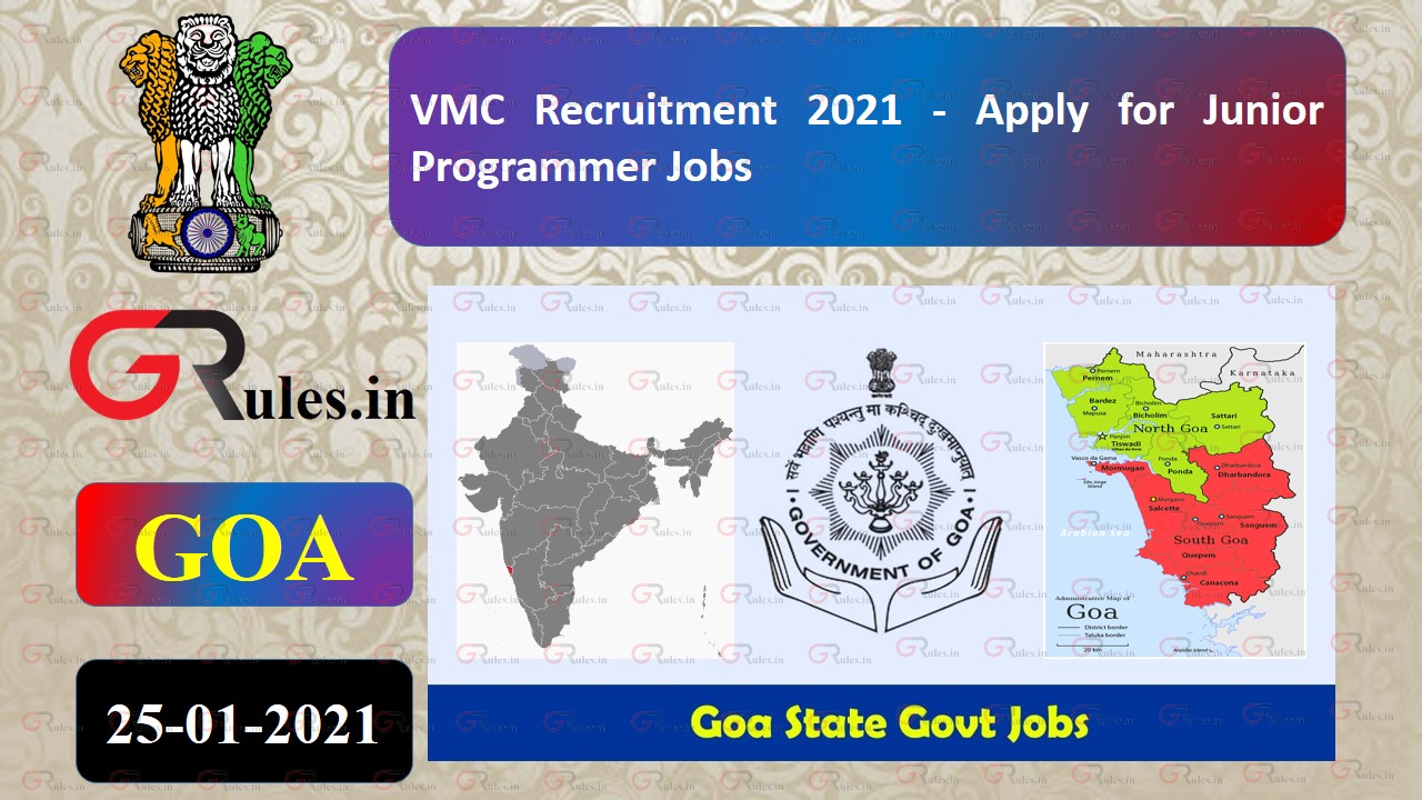 VMC Recruitment 2021 - Apply for Junior Programmer Jobs - grules.in