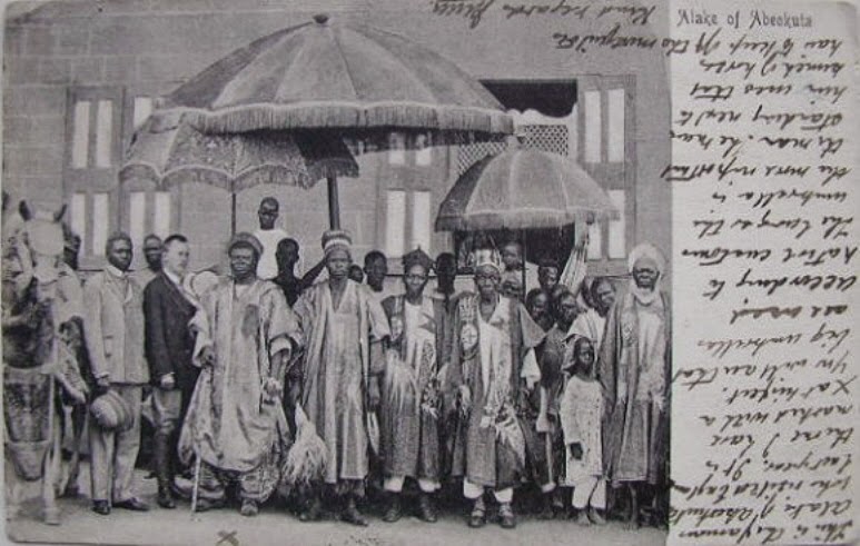 Oba Gbadebo I, Alake of Abeokuta (1892-1920 fifth from left) with his ...