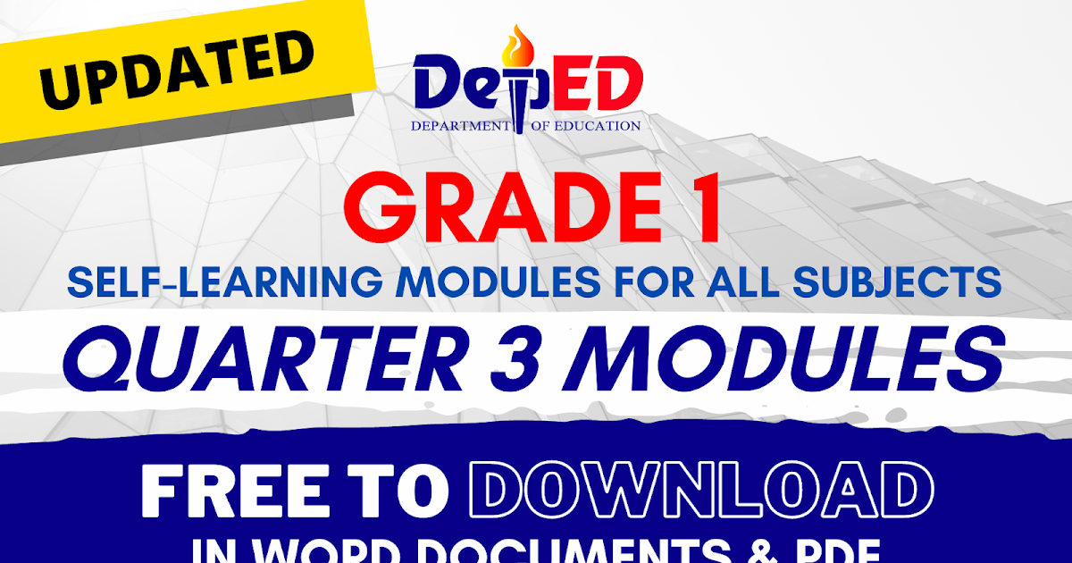 GRADE 1 | Quarter 3 Self-Learning Modules (SLM) ALL SUBJECTS! - DepEd K-12