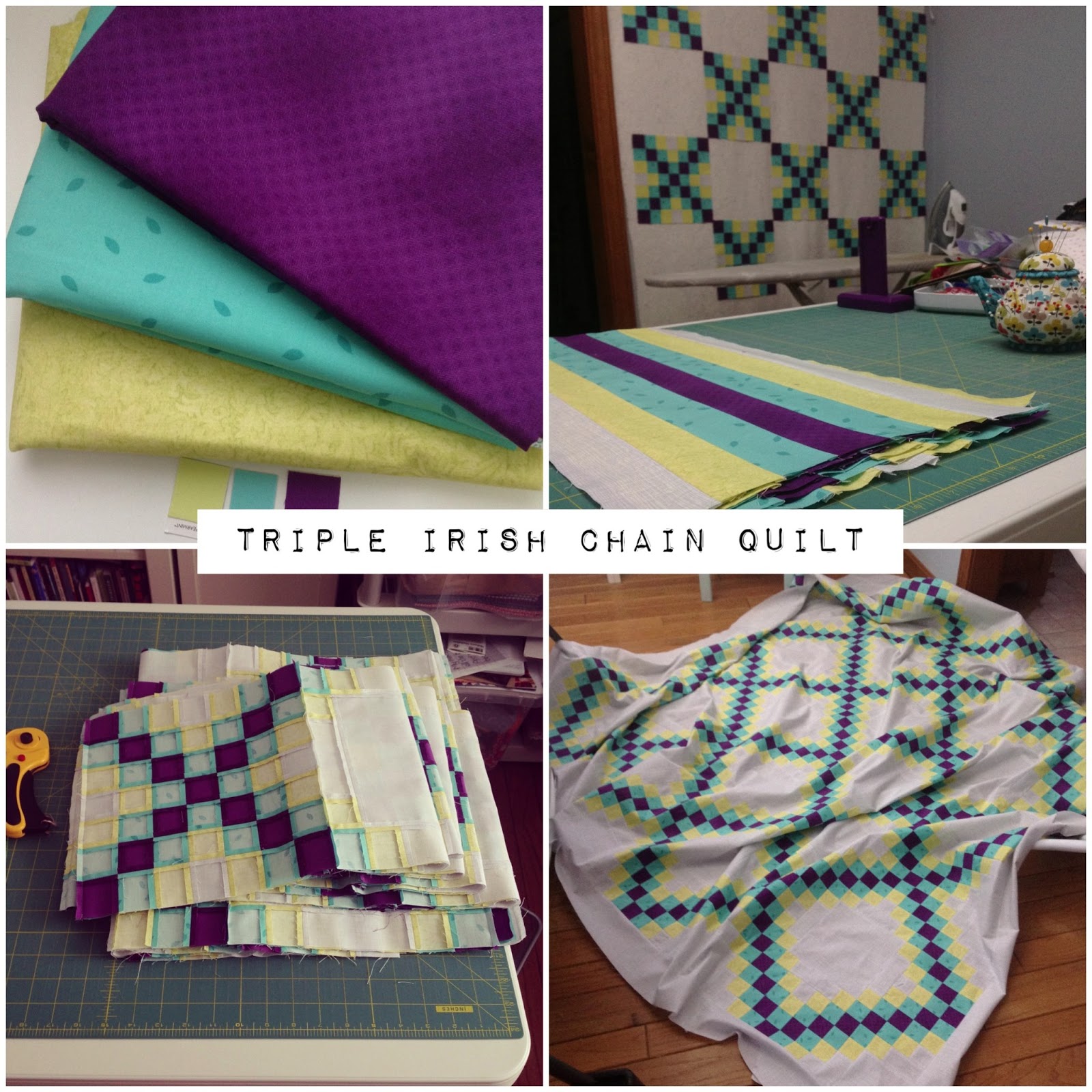 Blue is Bleu: Triple Irish Chain Quilt Top Done!