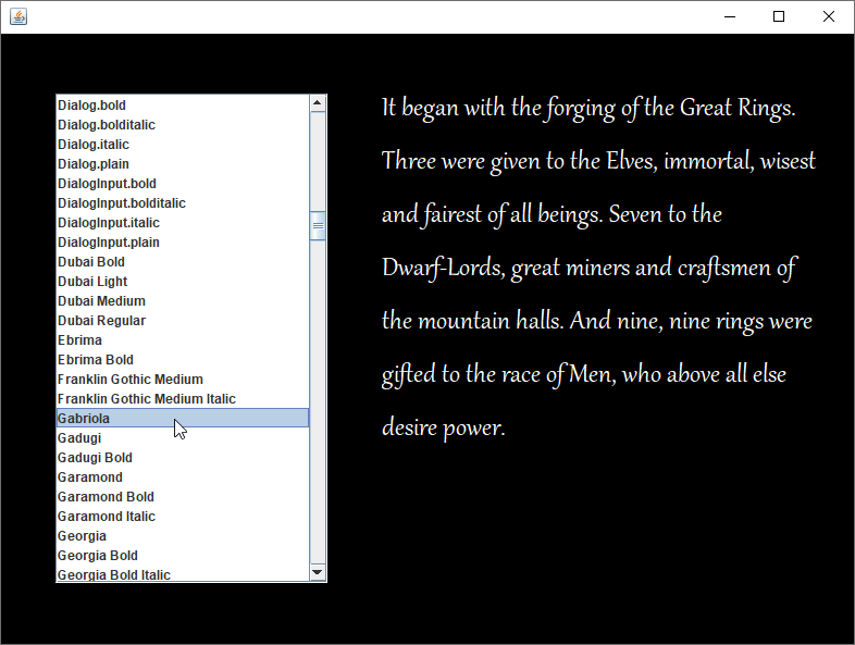 [Java Code Sample] Display all fonts in your computer with JList ...