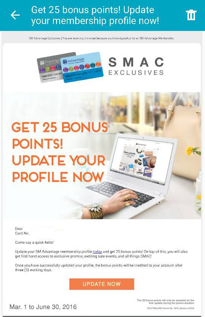 Rampa De Gala: Extra 25 Bonus Points on Your SM Advantage Card