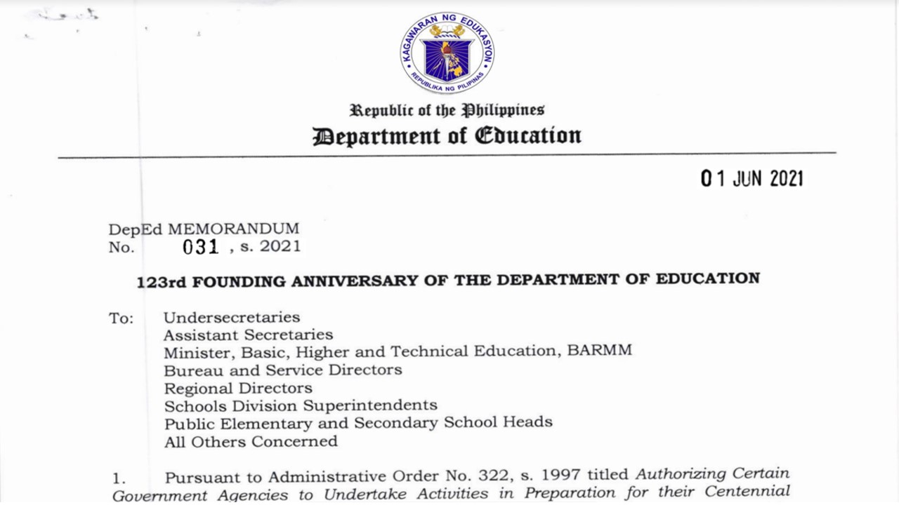 DEPED CELEBRATES 123RD FOUNDING ANNIVERSARY - The Teacher's Craft