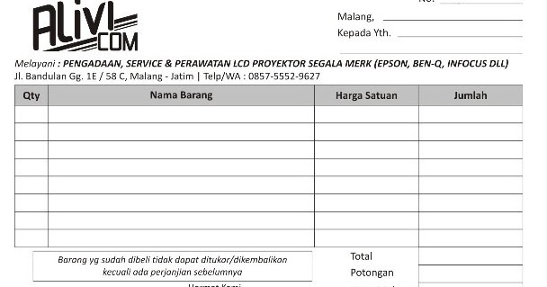Nota Fotocopy Kosong : Contoh Nota Usaha Fotocopy Percetakan Bisa Di ...