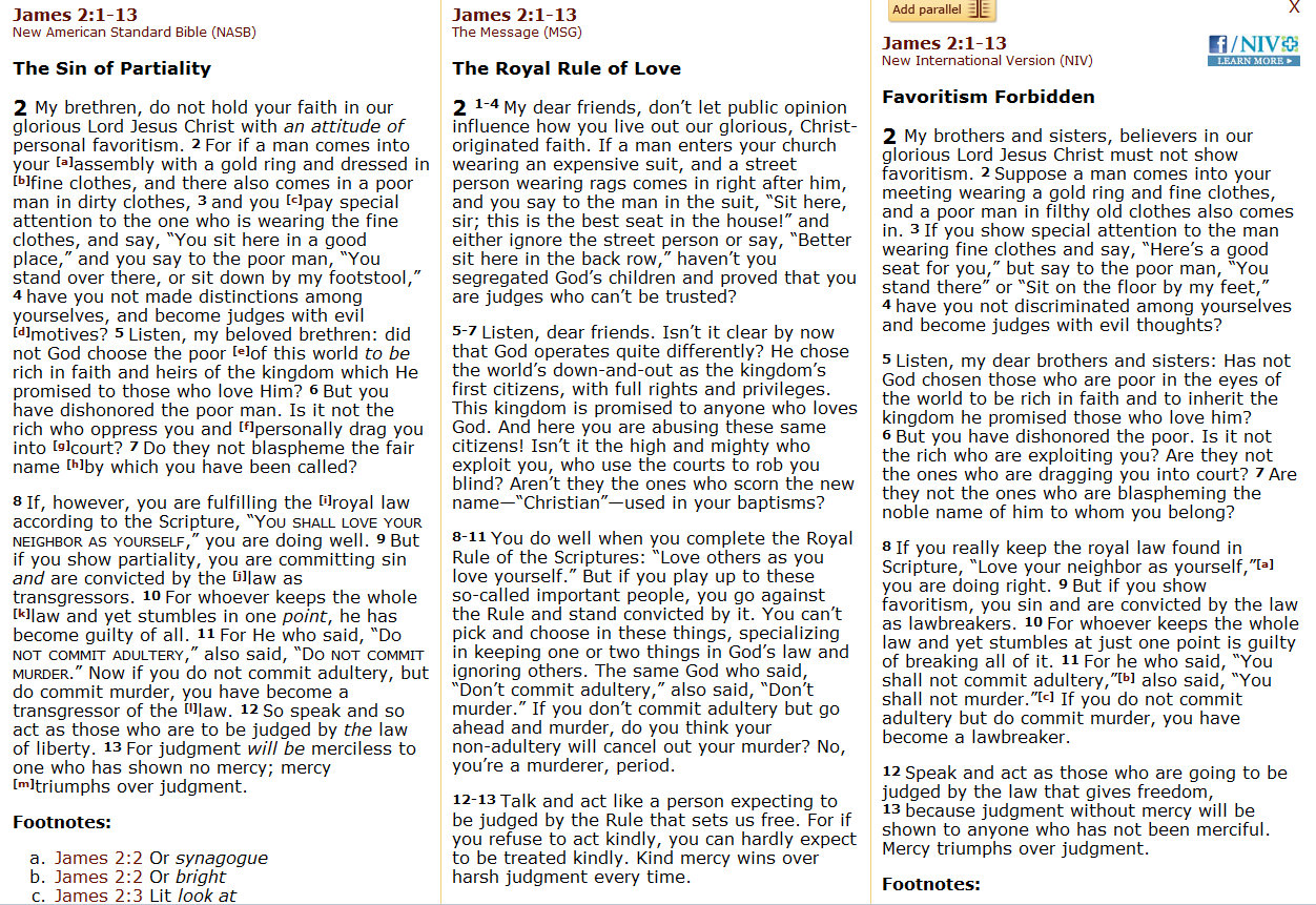 Patterings: How to Avoid Showing Favoritism - James 2:1-13