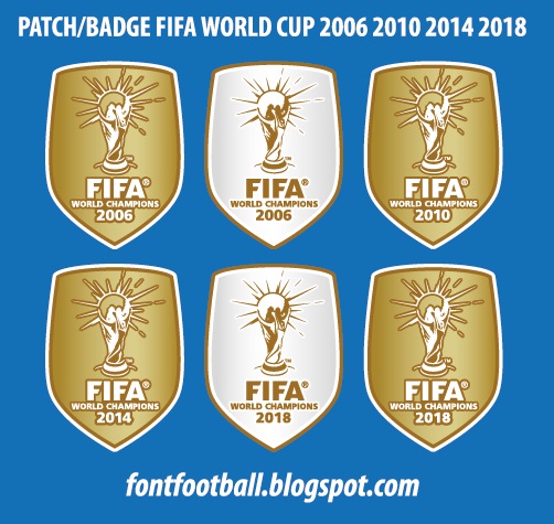 FONT FOOTBALL: Patch Badge Fifa World Cup 2006 2010 2014 2018 Champions