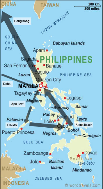 Zemljevid in načrt potovanja - Filipini & Hong Kong