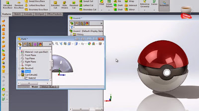 How to make 3D Poke Ball (3parts & assembly) in SolidWorks Tutorial ...