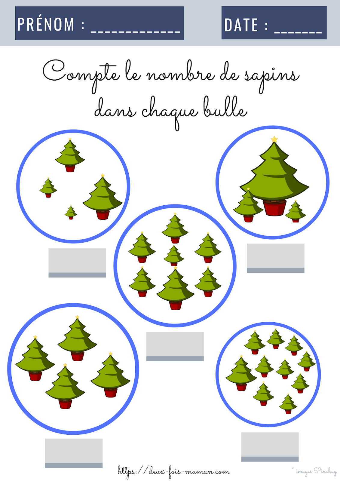 Fiches de maternelle : Compter avec des exercices simples à imprimer