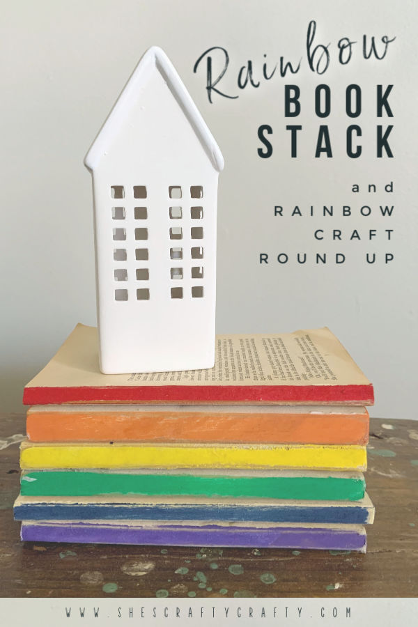 She's Crafty: Rainbow Book Stack and rainbow ideas round up