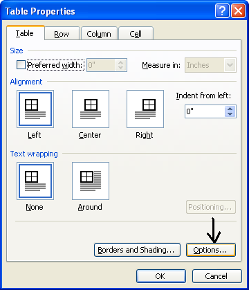 Change The Cell Margin In A Table ~ Microsoft Office Support