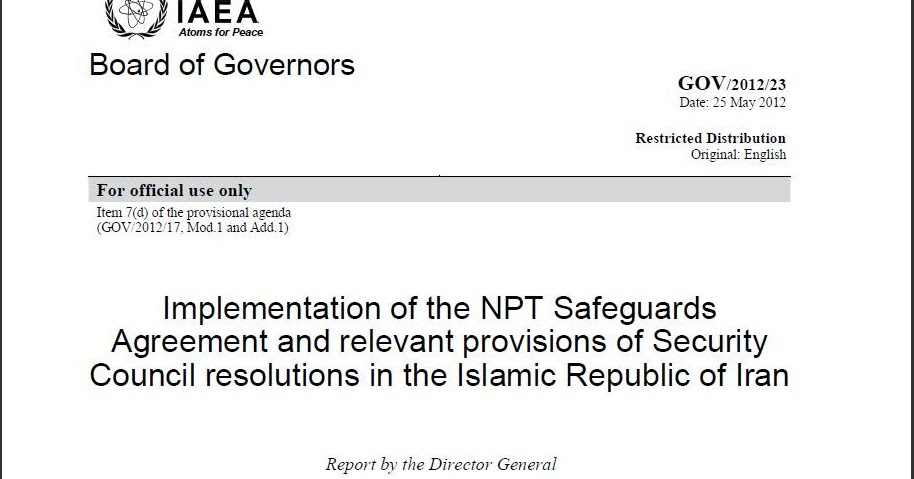 Iran Diplomacy Watch: Full text of latest IAEA report on Iran-May 2012