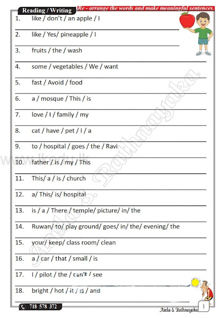 Grade4,5-English Rearrange the words and make meaningful sentences ...