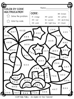 An Apple For The Teacher: New Years Color By Number Worksheets