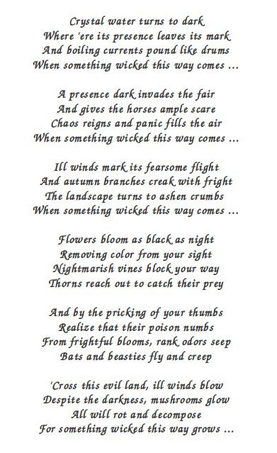 Movin' On ...: Something Wicked This Way Comes ...