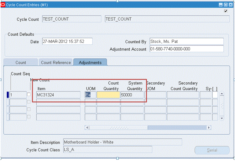 Oracle ERP: R12 - Cycle Counting