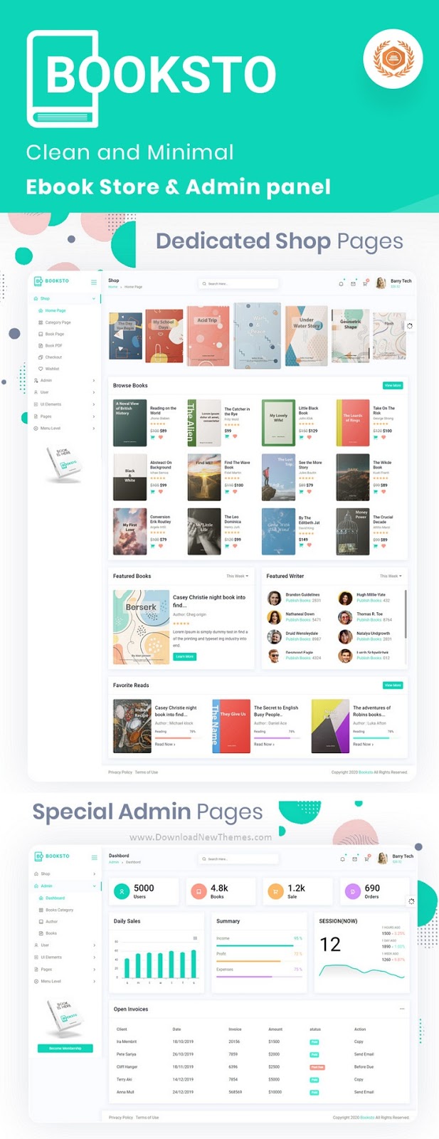 Booksto - Minimal Ebook Admin & Shop Template - Download New Themes