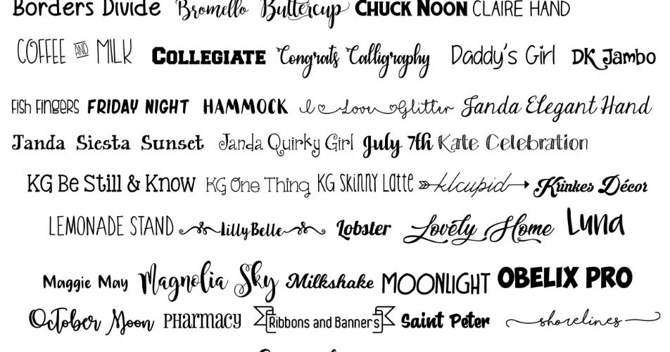 My Favorite Fonts - Cheat Sheet
