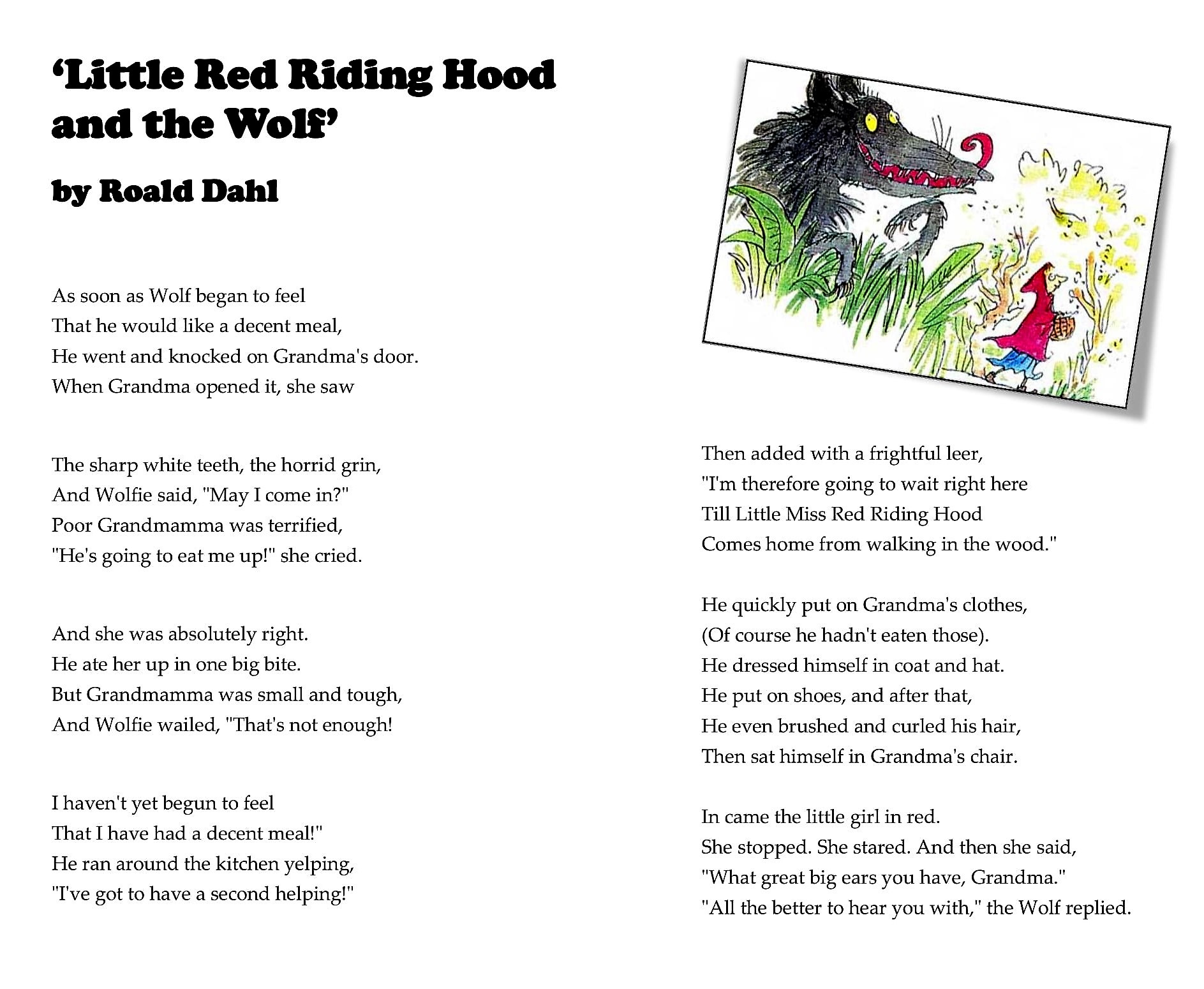 Little Red Riding Hood And The Wolf Poem