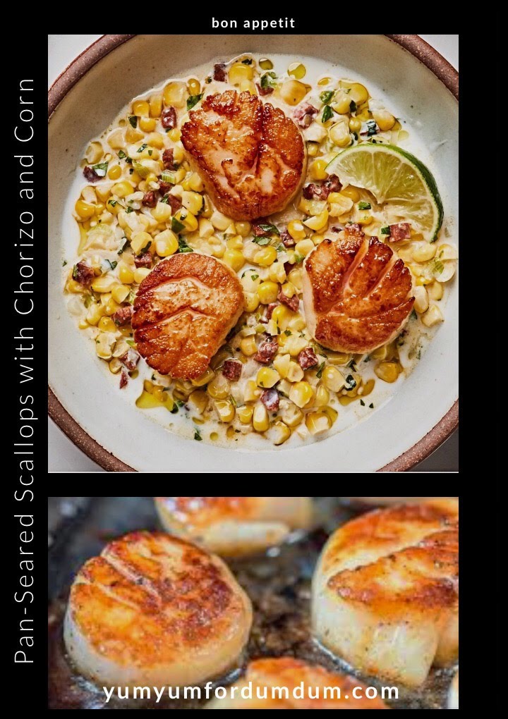 Yum Yum for Dum Dum: Pan-Seared Scallops with Chorizo and Corn