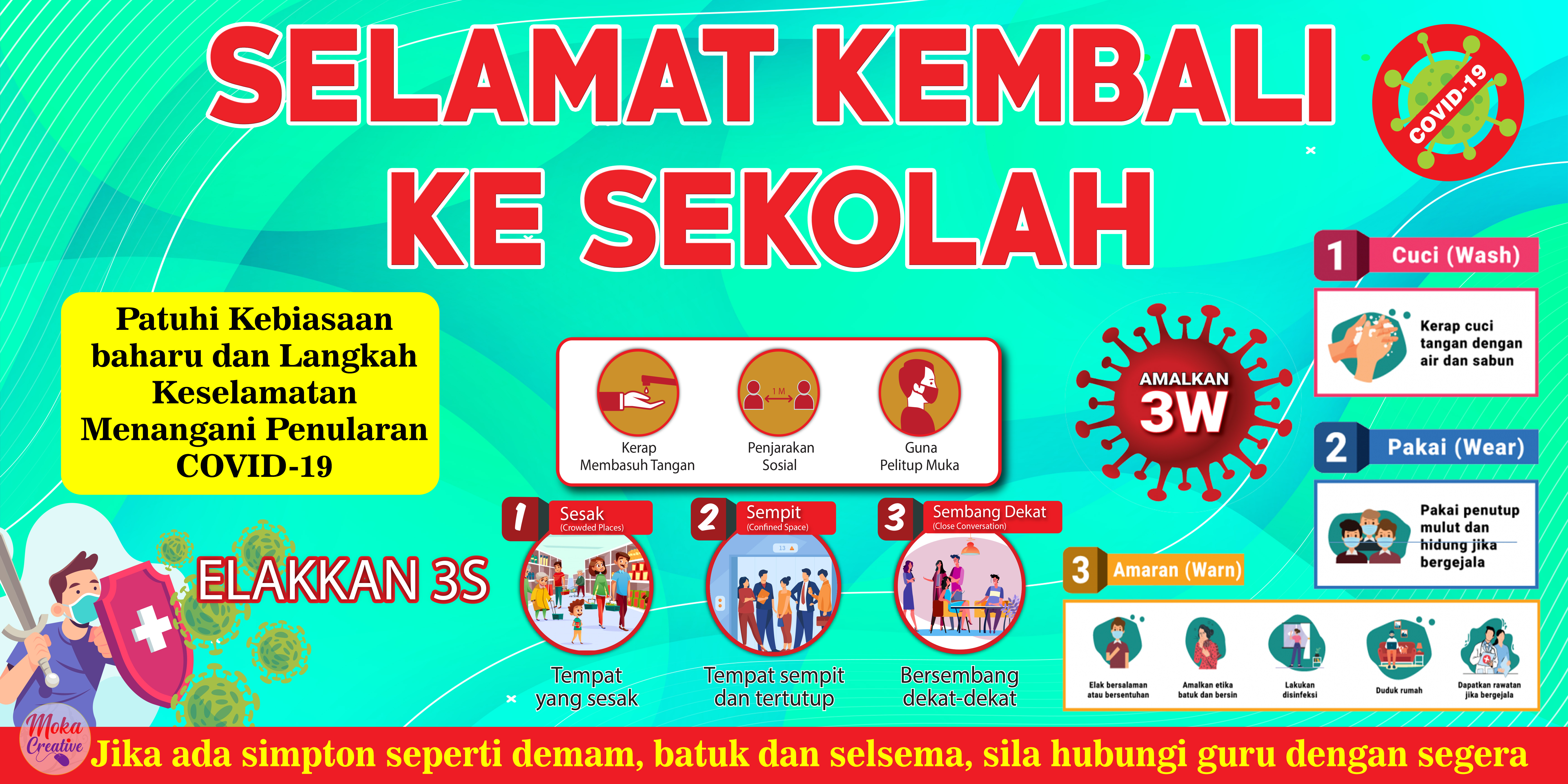 Design banner dan bunting Selamat Kembali ke sekolah percuma! ~ Cikgu Moka