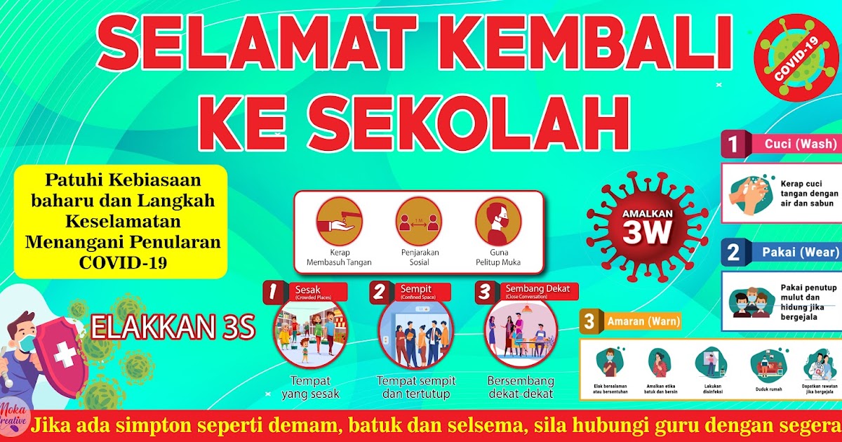 Design banner dan bunting Selamat Kembali ke sekolah percuma! ~ Cikgu Moka