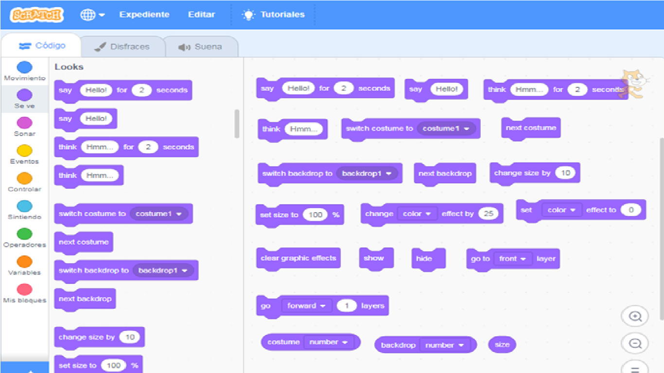 Nata Scratch: BLOQUE DE APARIENCIA DE SCRATCH