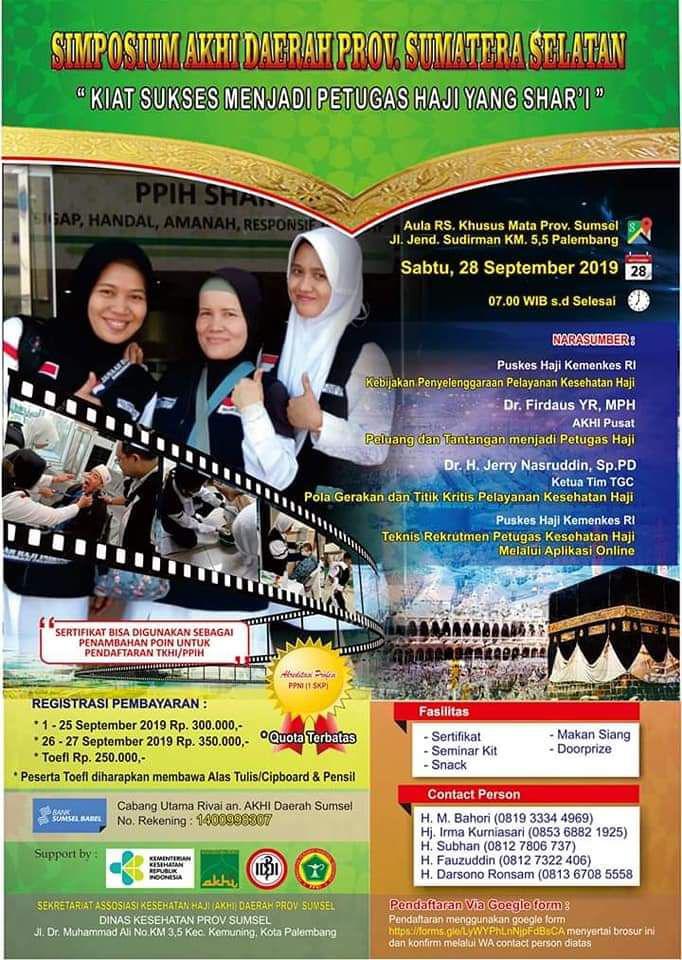 Seminar Simposium Kesehatan Haji AKHI Sumsel Palembang 28 September ...