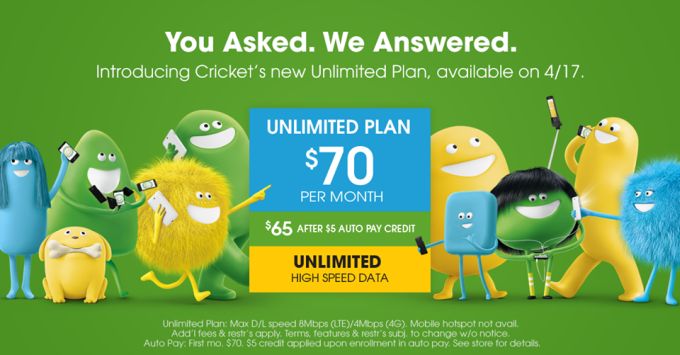 Cricket Wireless Offers Unlimited Data For $70 Per Month