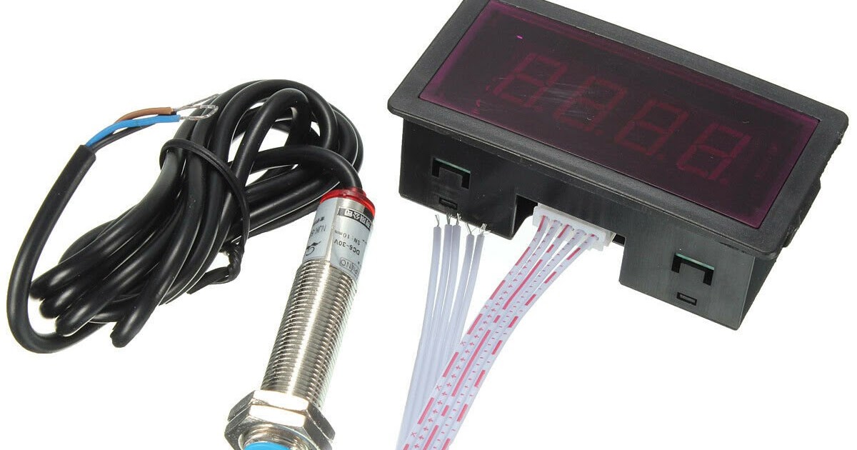 Digital Tachometer RPM Speed Meter LED Screen Proximity Switch Sensor ...