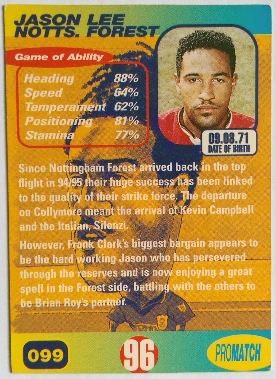 NFFC Cards & Stickers: Goala Promatch Jason Lee