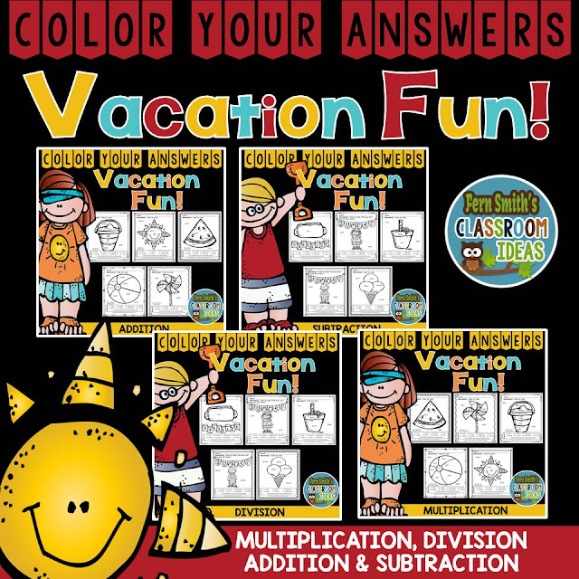 Want Some Really Cute Vacation Themed Color Your Answers Printables To ...