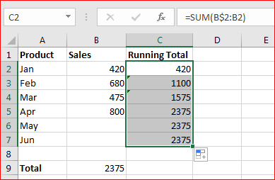 Microsoft Excel Tutorial-How To Create Running Total ~ NairaPoint Tech Blog
