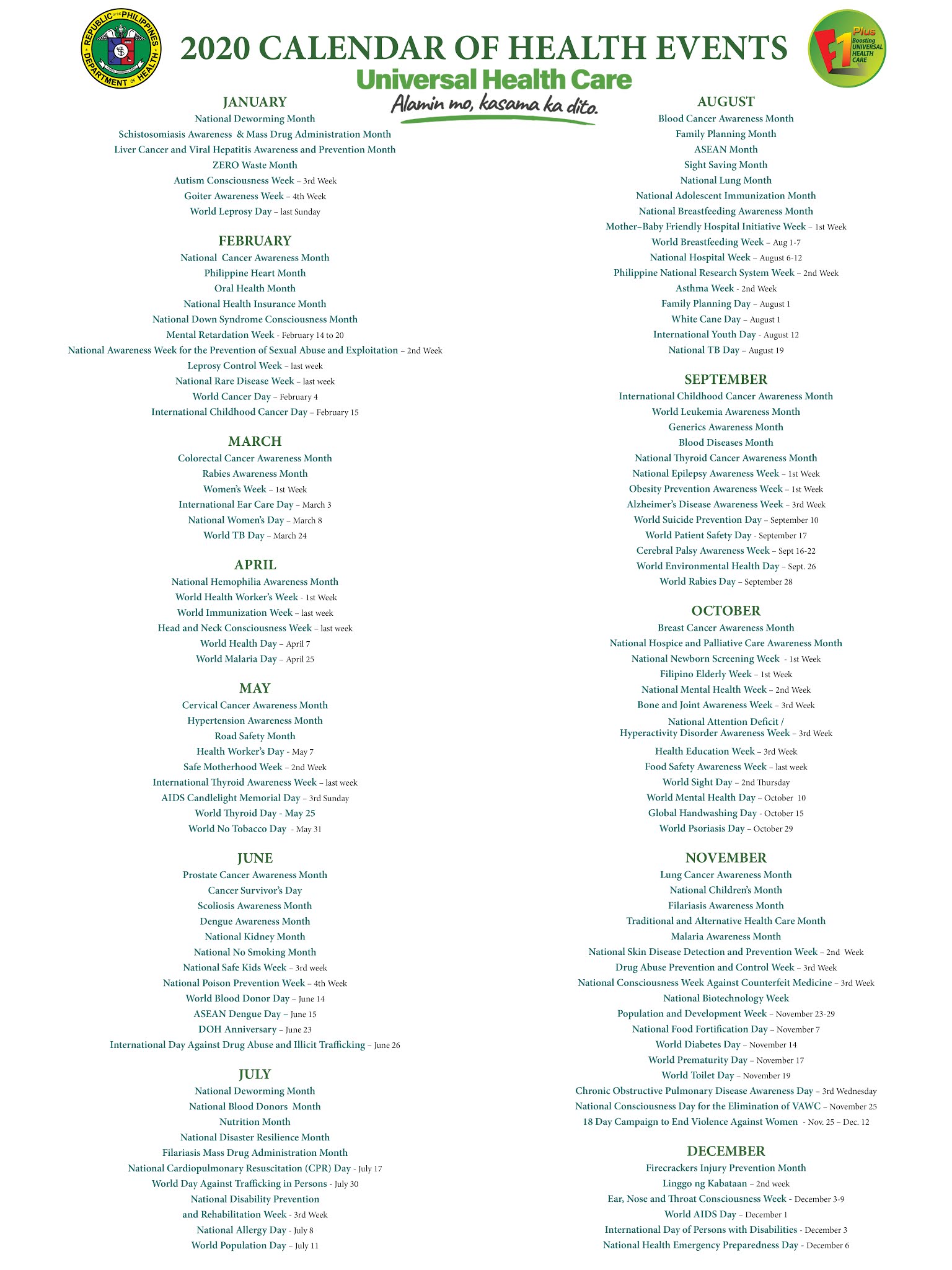 DAILY PSYCH PH: HEALTH CALENDAR 2020