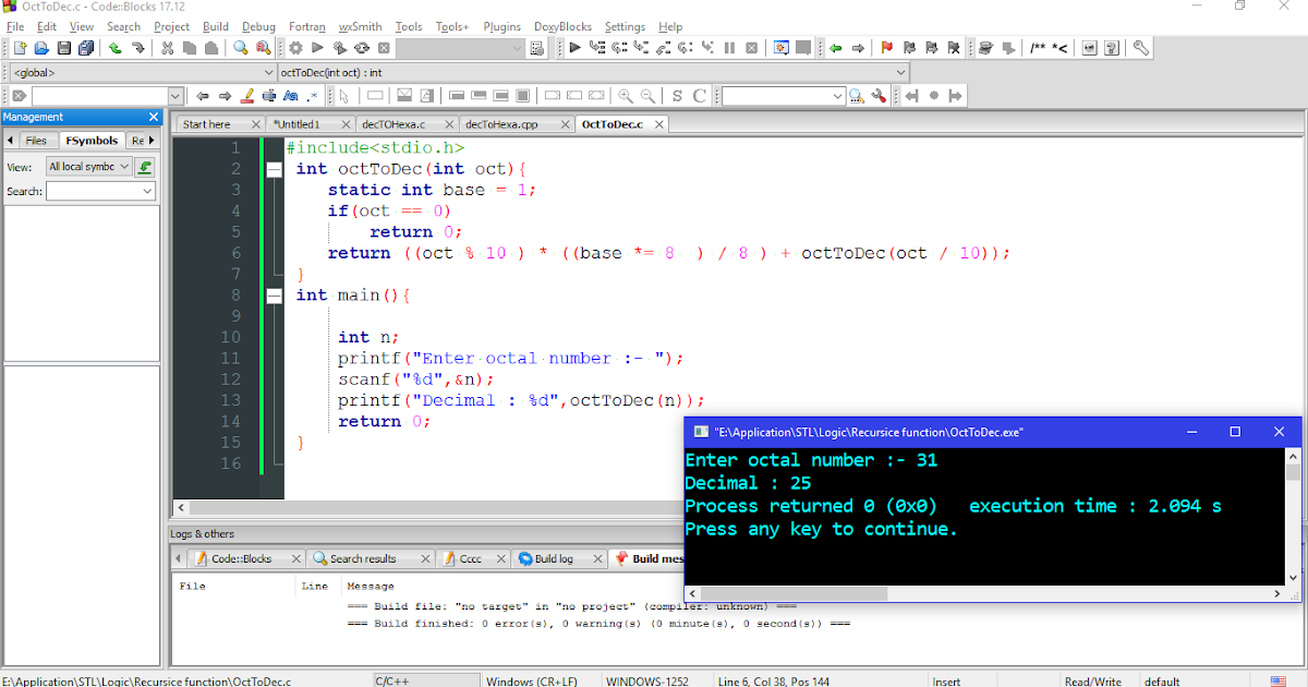 Program in C and C++ to Convert Octal to Decimal number Using recursive ...