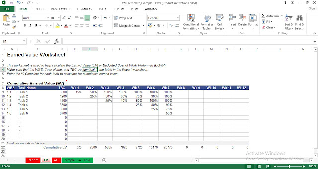 Evm Excel Template Free Download